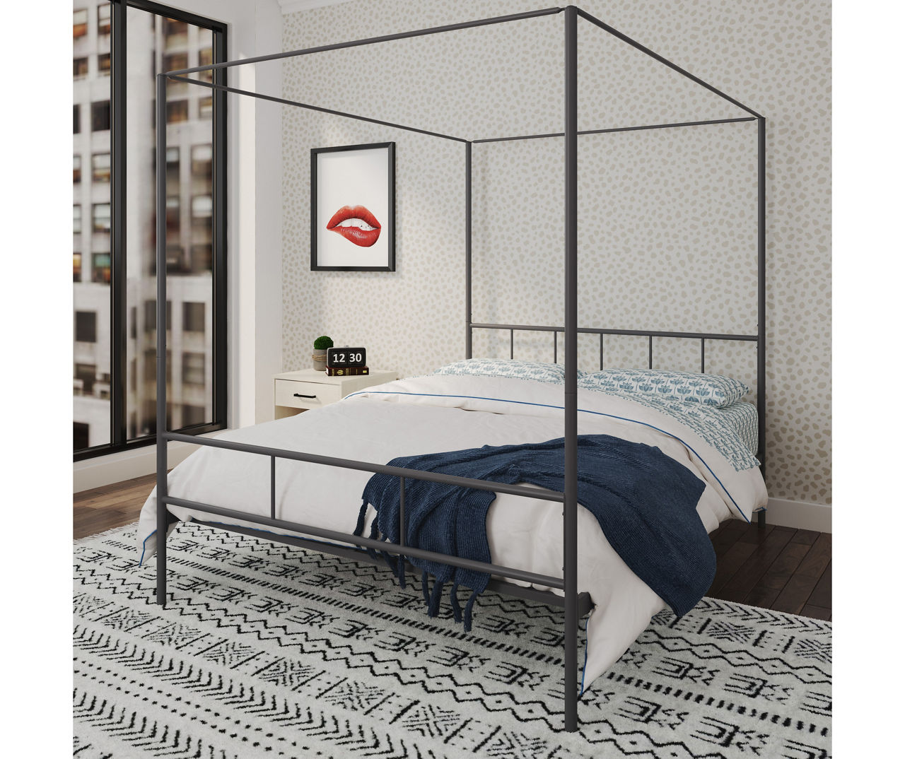 Novogratz Marion Dark Gray Metal Full Canopy Bed Big Lots