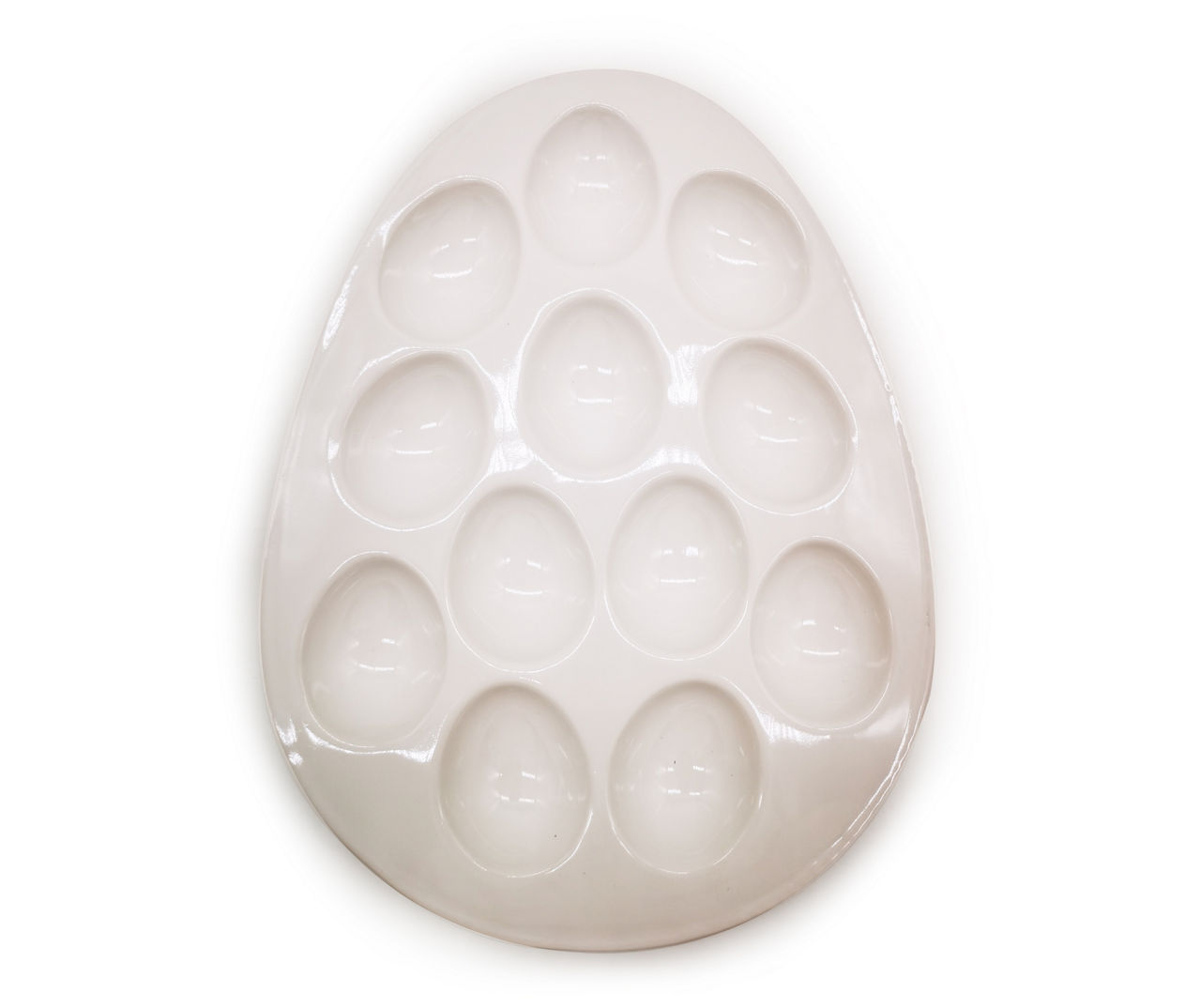 Real Living White Stoneware Egg-Shape Deviled Egg Plate | Big Lots