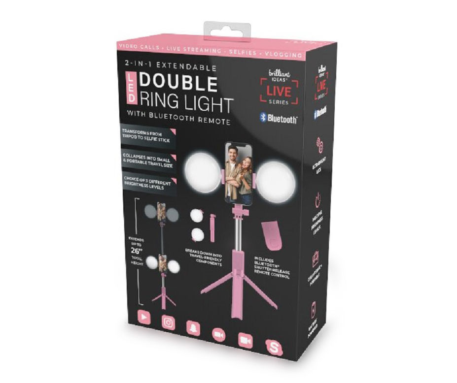 Brilliant Ideas Pink Tripod Double Ring Light | Big Lots