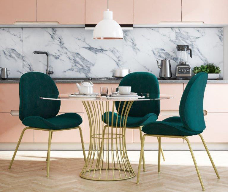 CosmoLiving Astor Green Velvet Dining Chair | Big Lots