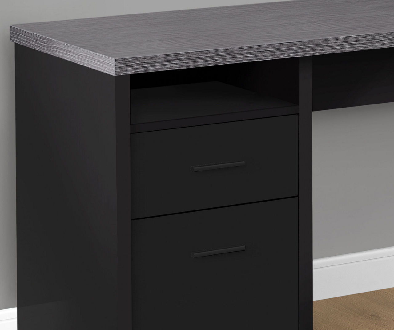 Monarch Gray & Black Metal 2-Drawer L-Shaped Computer Desk | Big Lots