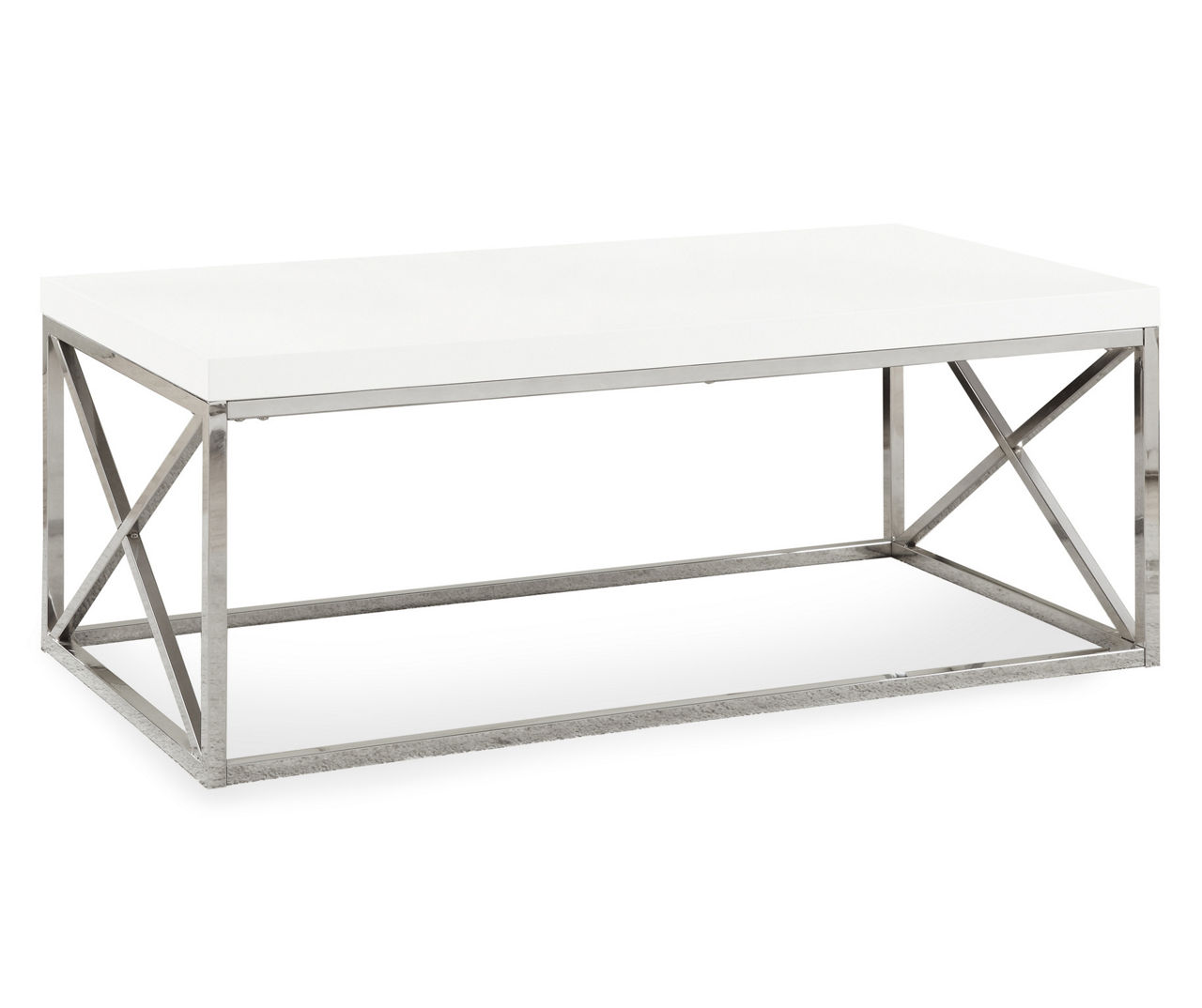 Monarch Glossy White & Chrome Metal Coffee Table | Big Lots