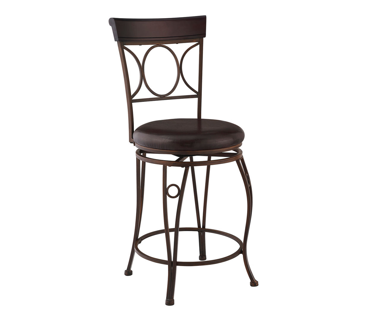 Memphis Black Metal & Brown Faux Leather Circle Back Counter Stool ...