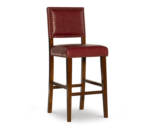 Lanier Red Upholstered Wood Nailhead Bar Stool | Big Lots