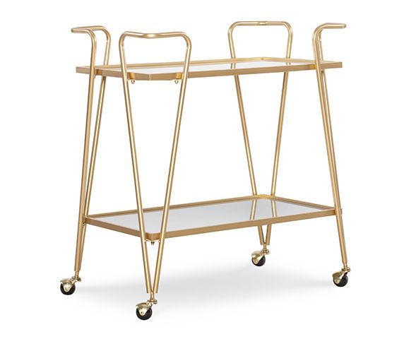 Milton Gold 2-Shelf Metal Mid-Century Bar Cart | Big Lots