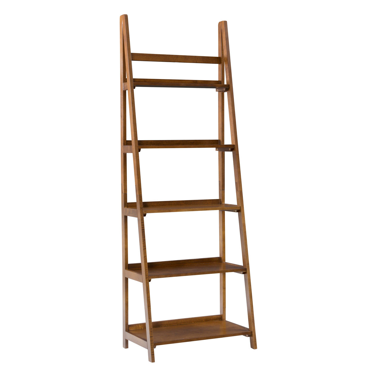 Presley Walnut 5 Shelf Ladder Bookcase Big Lots