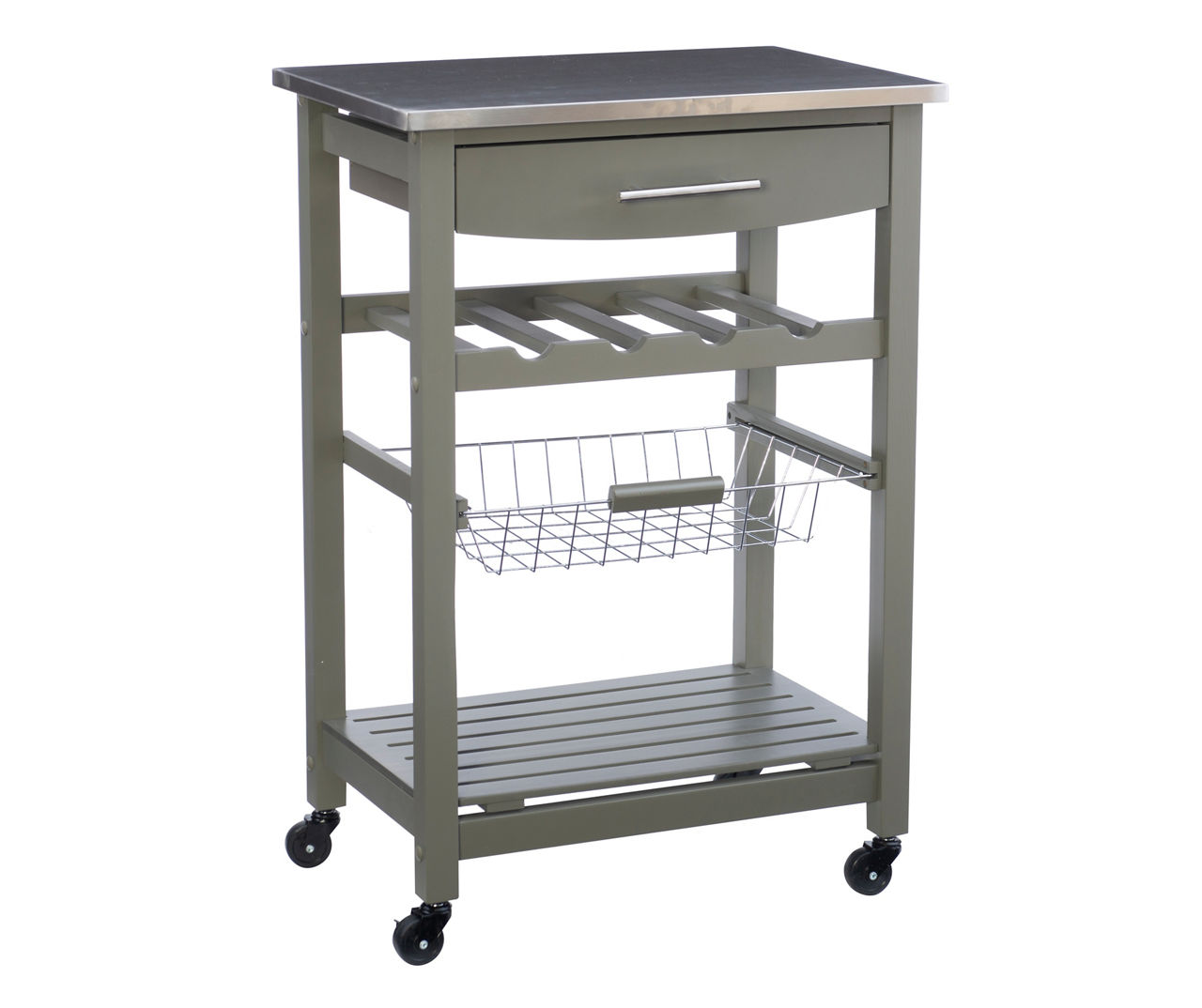 Gibson Gray 1-Shelf Stainless Steel Rolling Kitchen Cart | Big Lots