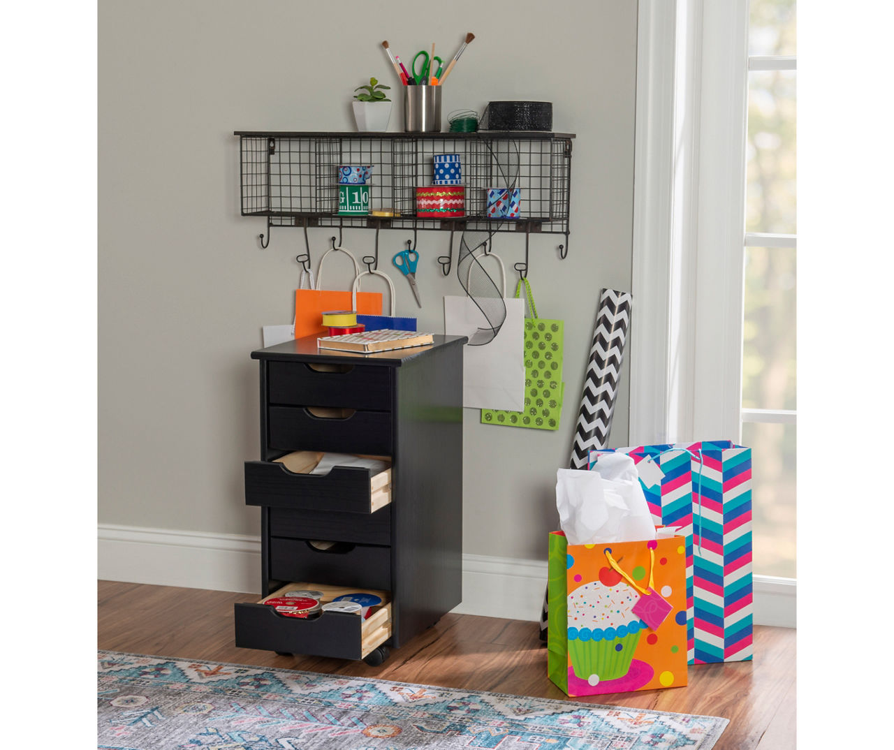 Craft Mate Black Wood 6-Drawer Rolling Storage Cart | Big Lots
