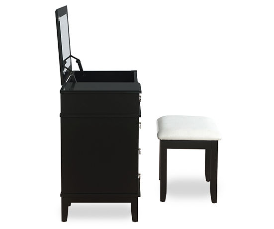 Jasmine 2 Piece Black White 1 Drawer Lifting Mirror Vanity Set