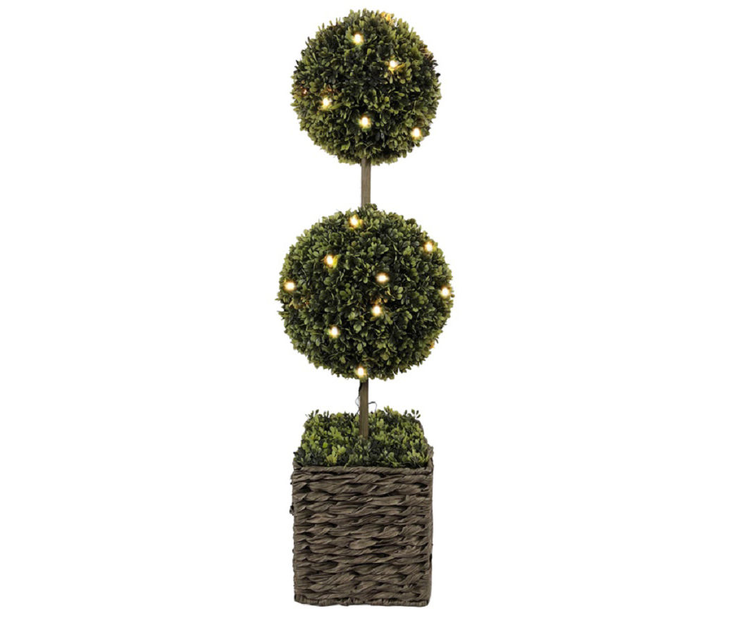Real Living 35" LED 2-Ball Topiary in Woven Basket | Big Lots