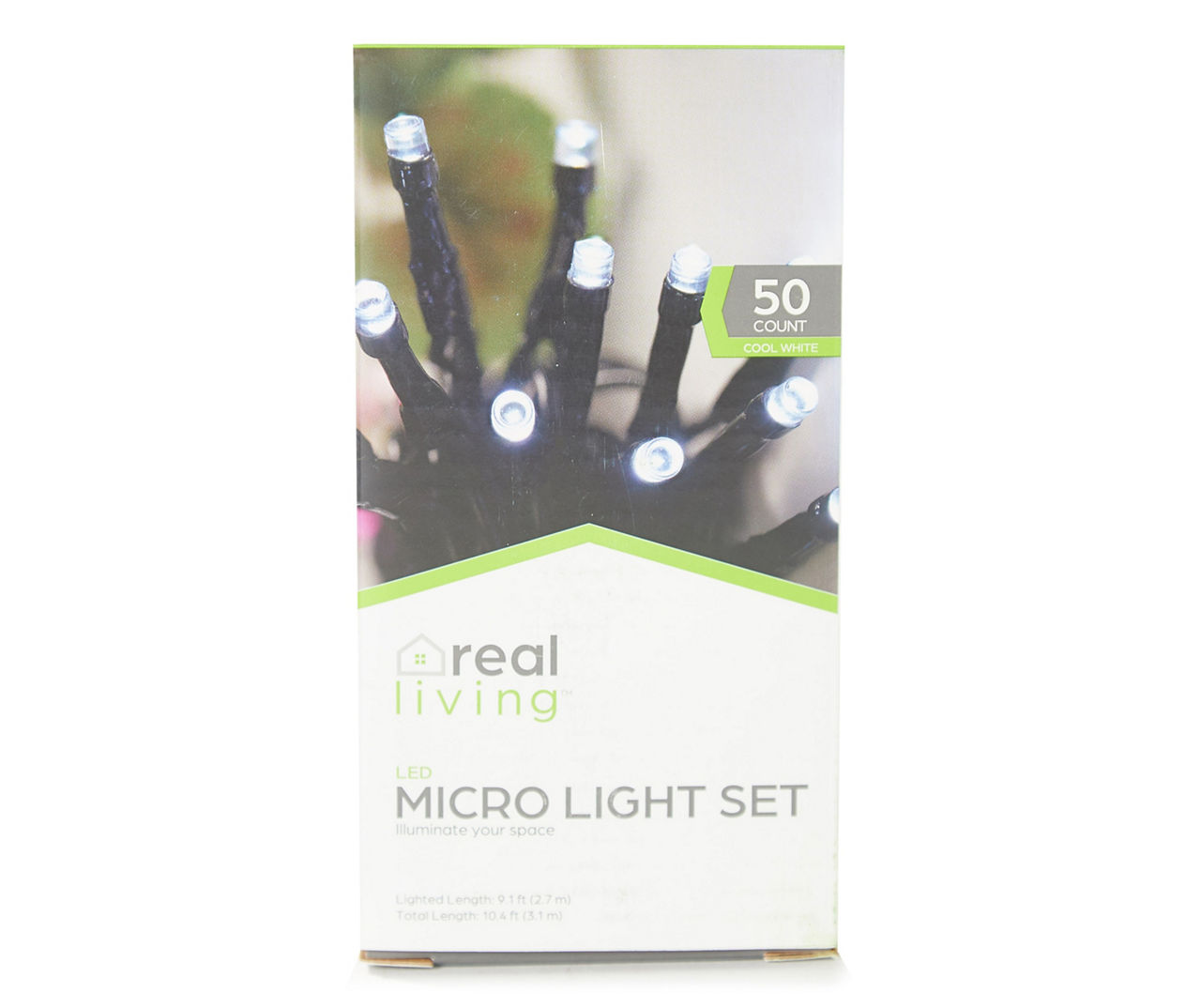 Real Living Cool White LED Concaved Micro Light Set with Black Wire, 50 ...