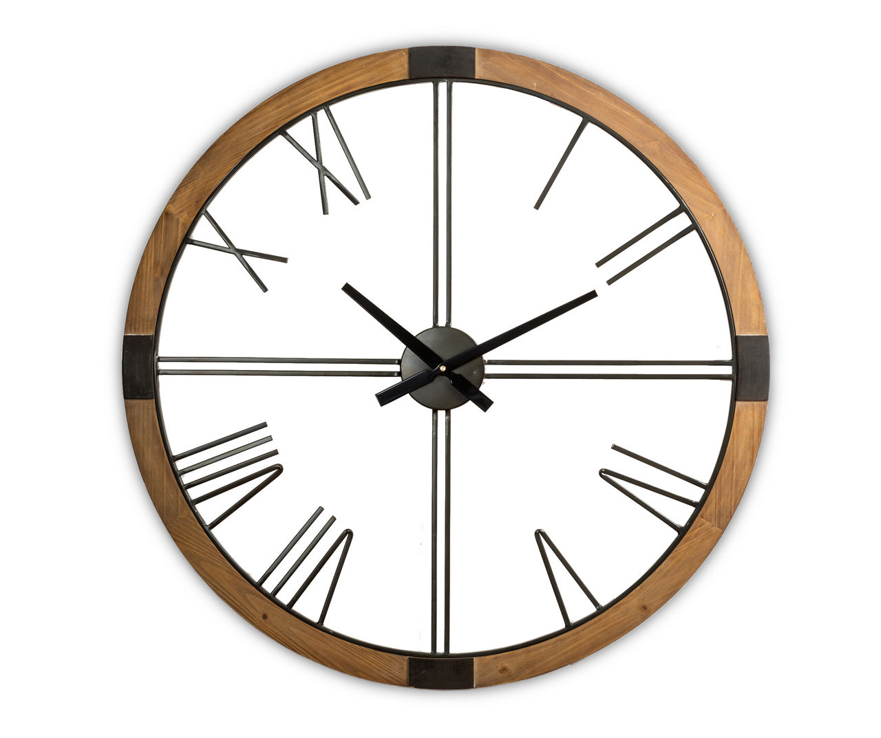 Natural Brown & Black Roman Numeral Modern Farmhouse Wall Clock, (31.5 ...
