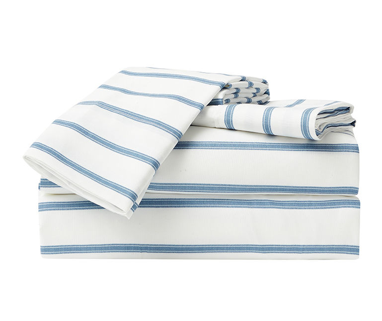 Serta Perfect Sleeper Serta White & Blue Stripe Sheet Set | Big Lots
