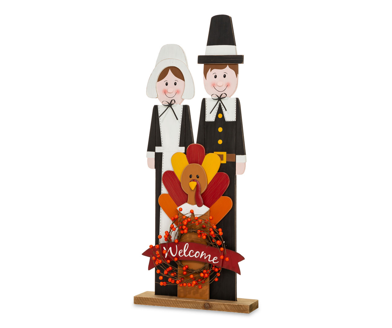Glitzhome "Welcome" Pilgrim Couple & Turkey Decor | Big Lots