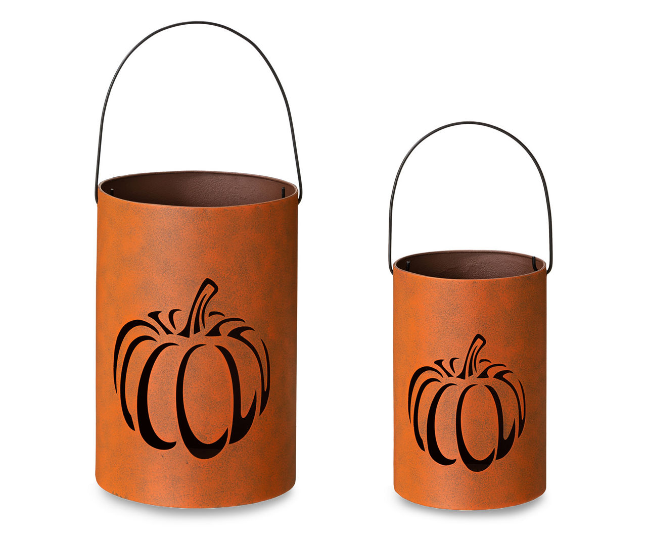 Glitzhome Orange 2-Piece Metal Cutout Pumpkin Thanksgiving Bucket Set ...