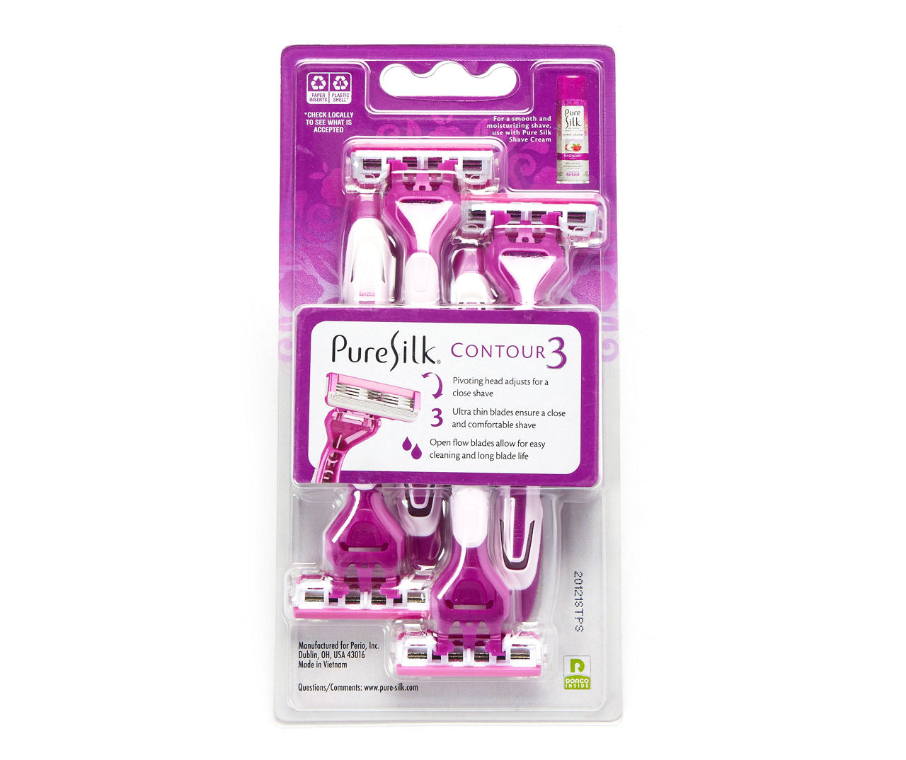 Pure Silk Contour 3-Blade Disposable Razors, 4-Pack | Big Lots