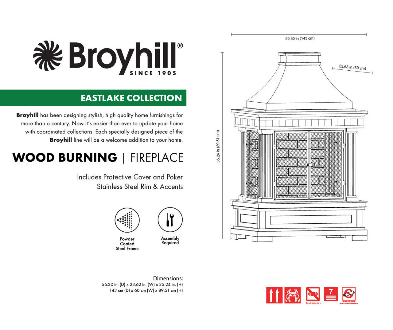 Broyhill 56.3" Eastlake Wood Burning Fireplace | Big Lots