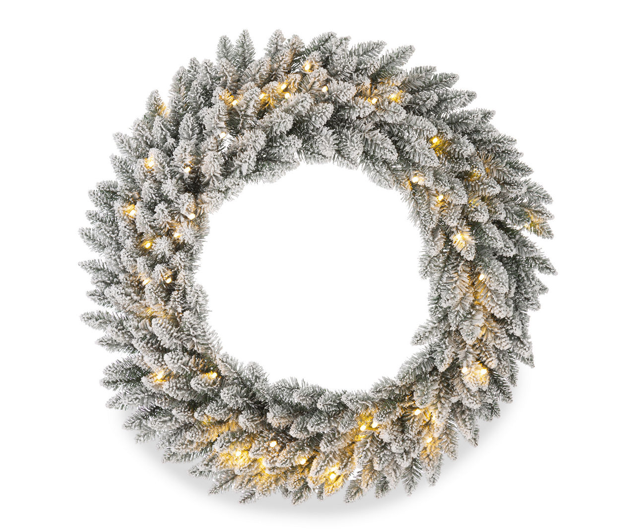 Glitzhome Flocked LED Pine Needle Wreath | Big Lots