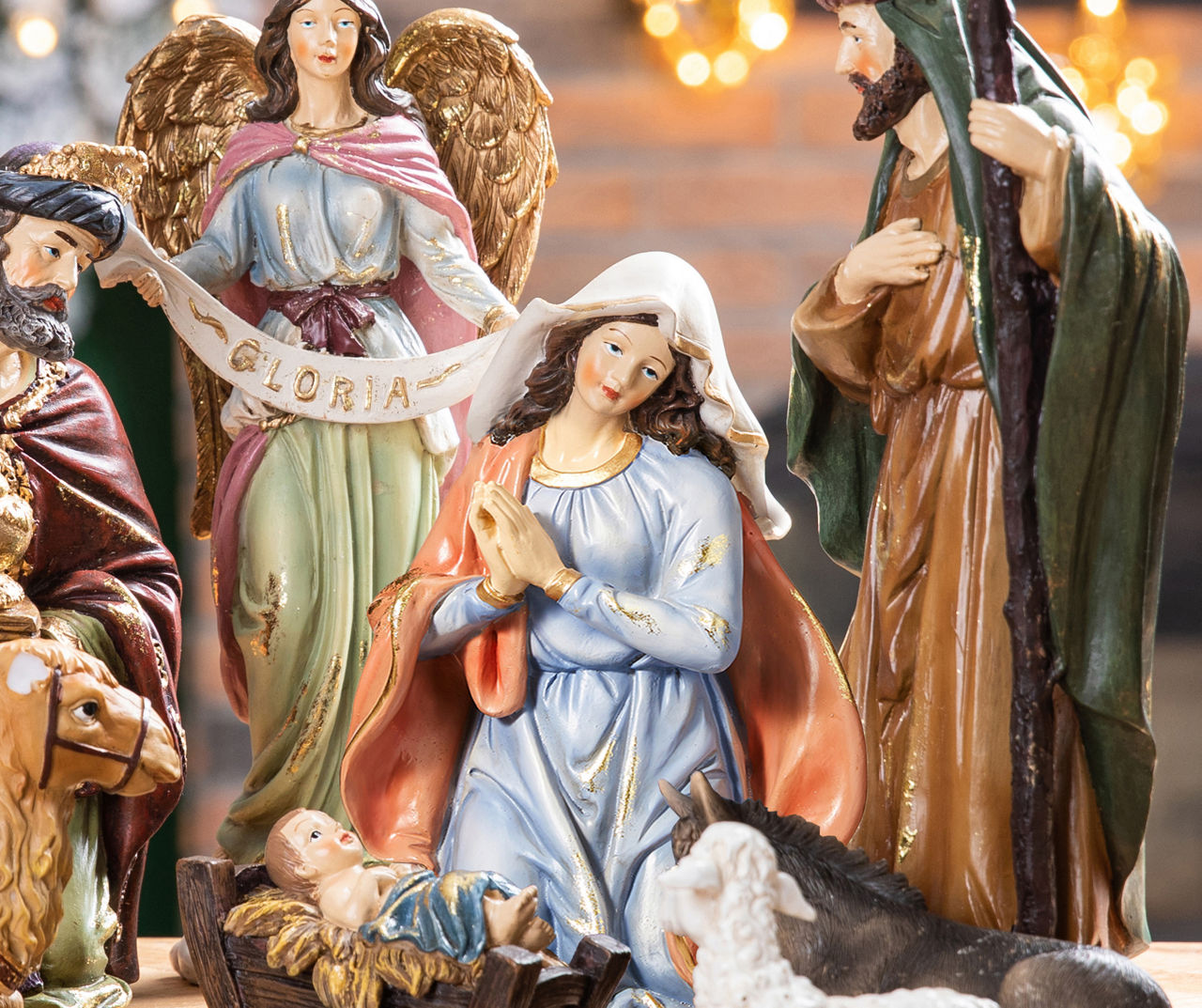 Glitzhome Hand Painted Oversize 12-Piece Resin Nativity Set | Big Lots