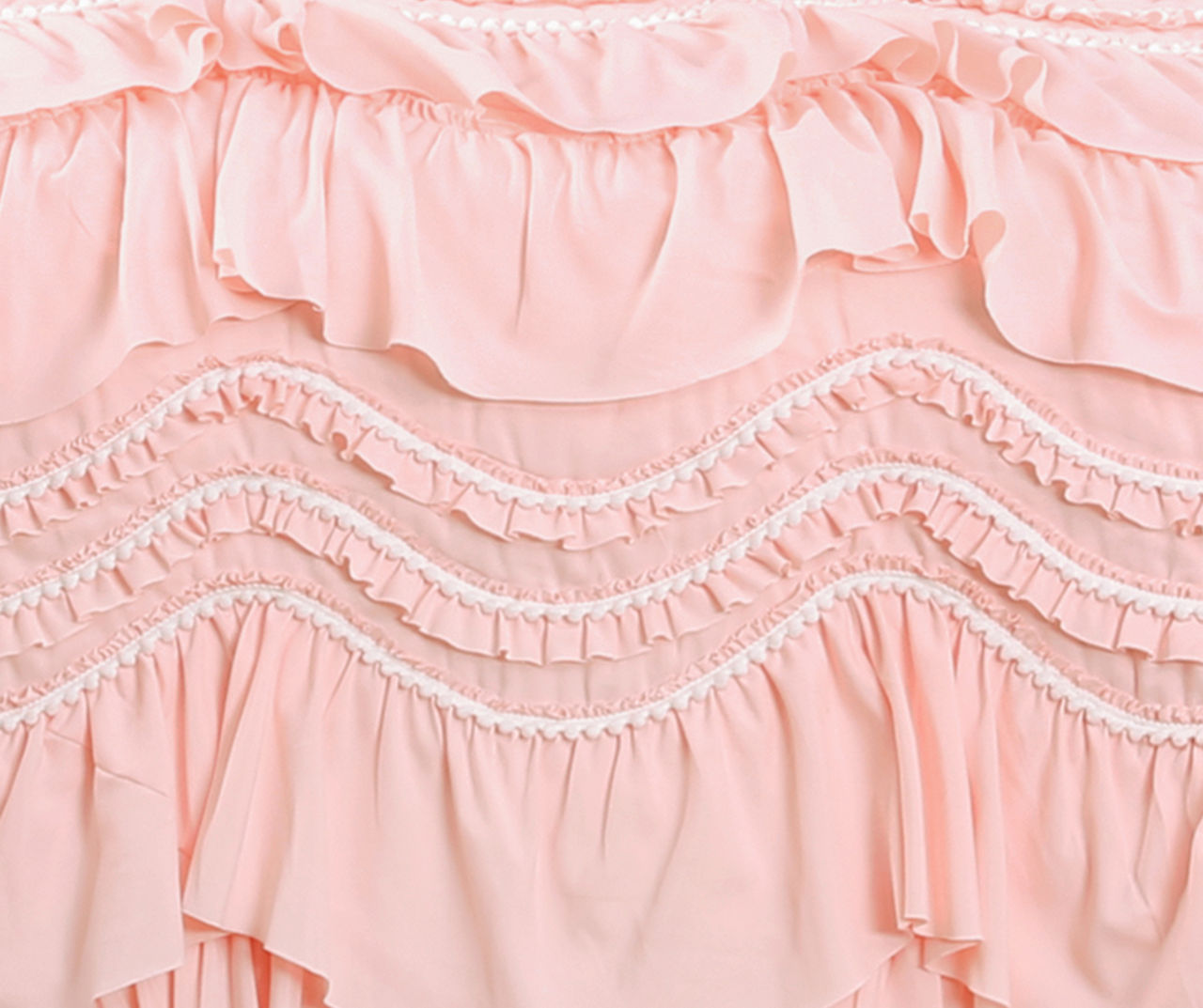 Lush Decor Kemmy Peachy Pink Ruffle Full/Queen 3-Piece Quilt Set | Big Lots