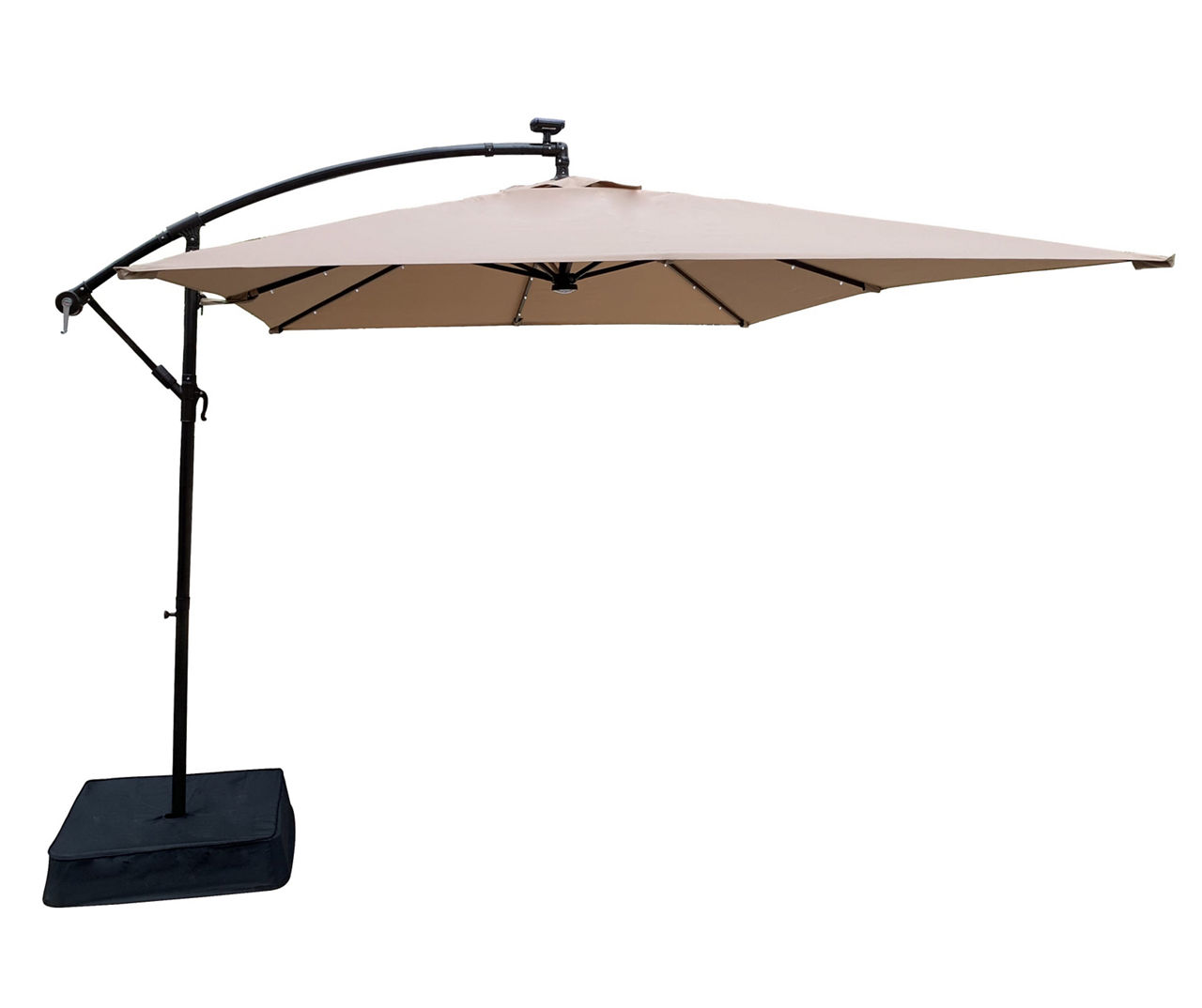 8 x 11 Linen Rectangular Market Solar Offset Patio Umbrella with Base
