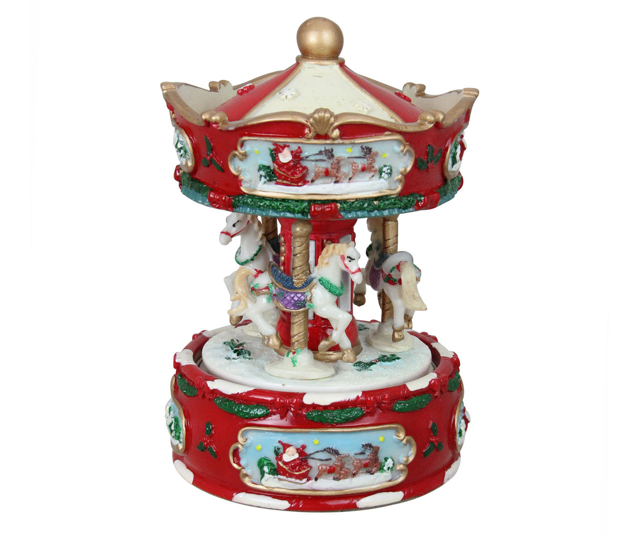 Northlight 6.5" Red & White Animated Musical Christmas Carousel Décor ...