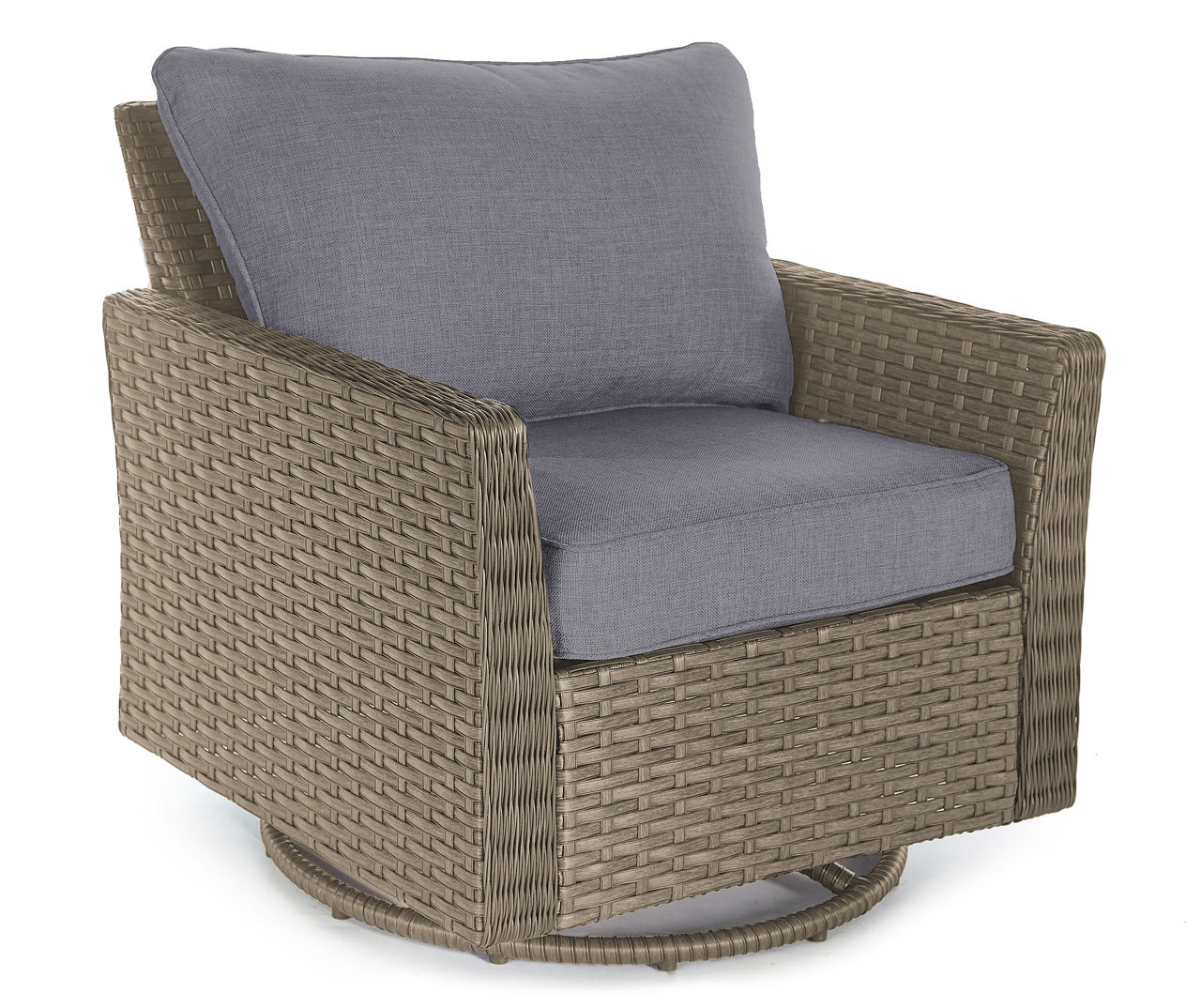 Broyhill Autumn Cove Gray All-Weather Wicker Cushioned Patio Swivel ...