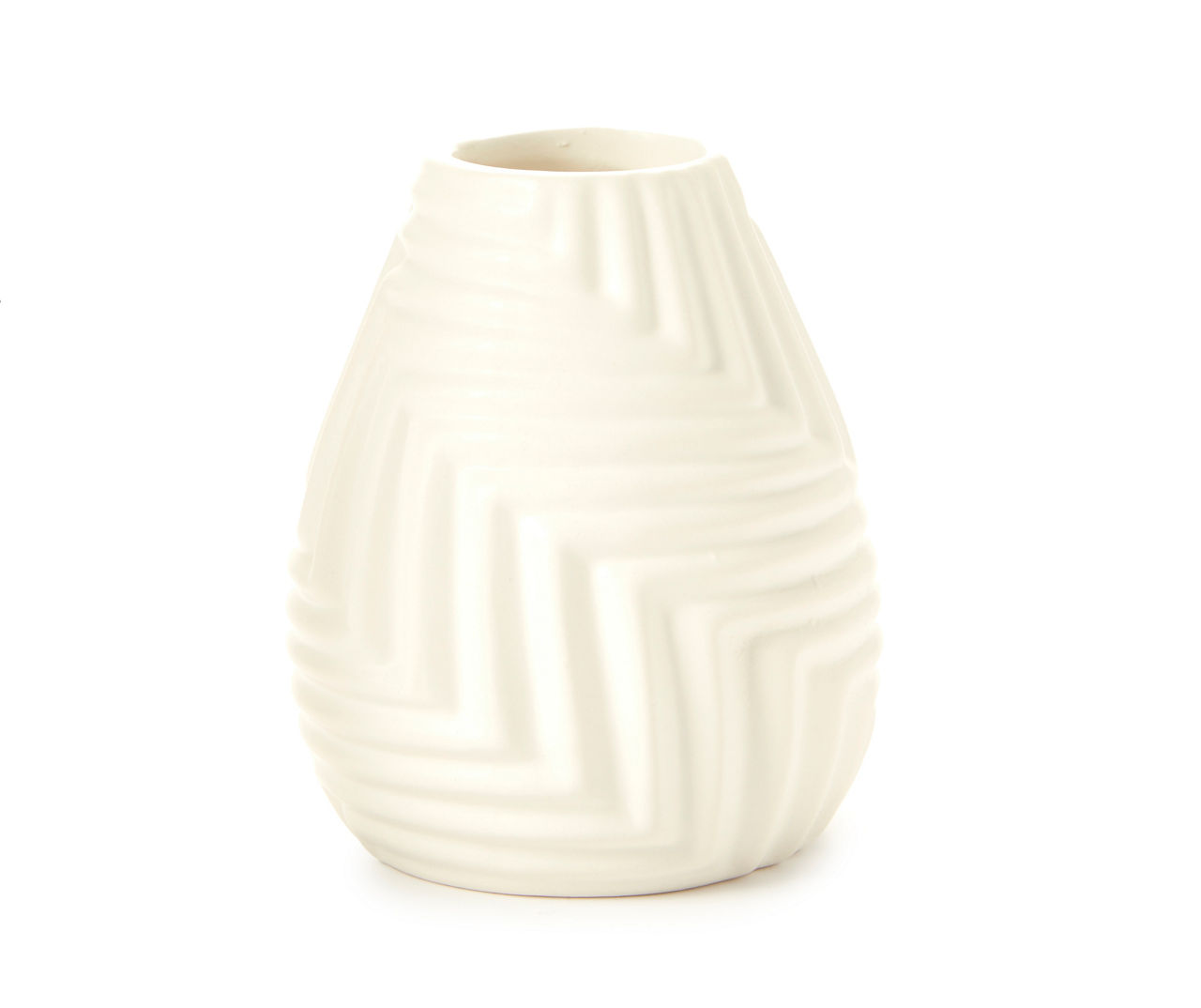 Ivory Embossed Geometric Line Ceramic Vase | Big Lots
