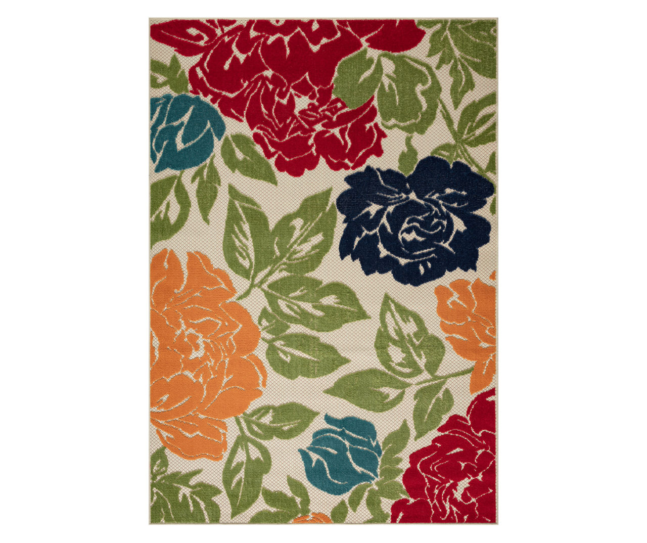 Venture Orange & Red Floral Outdoor Area Rug, (5' x 7') | Big Lots