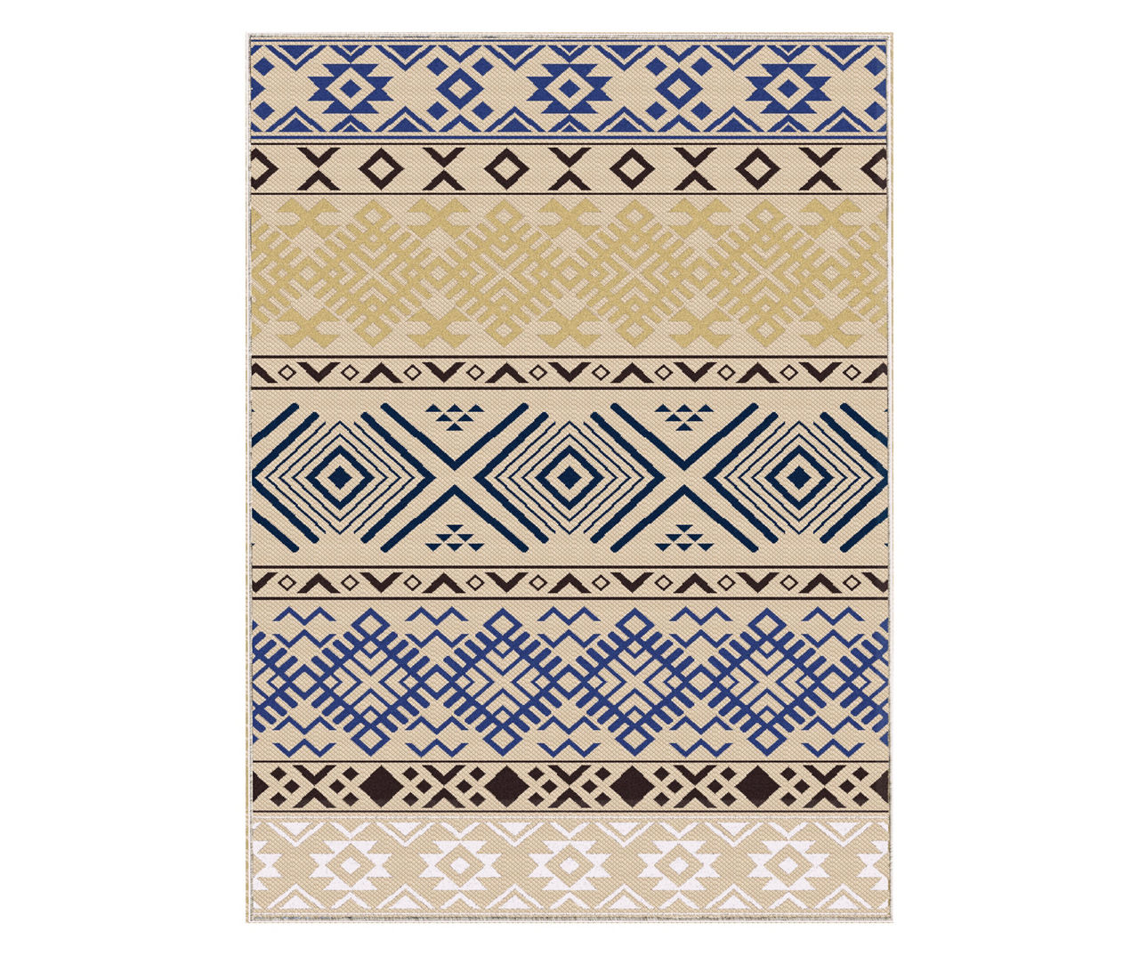 Venture Beige & Blue Geometric Outdoor Area Rug, (8' x 10') | Big Lots