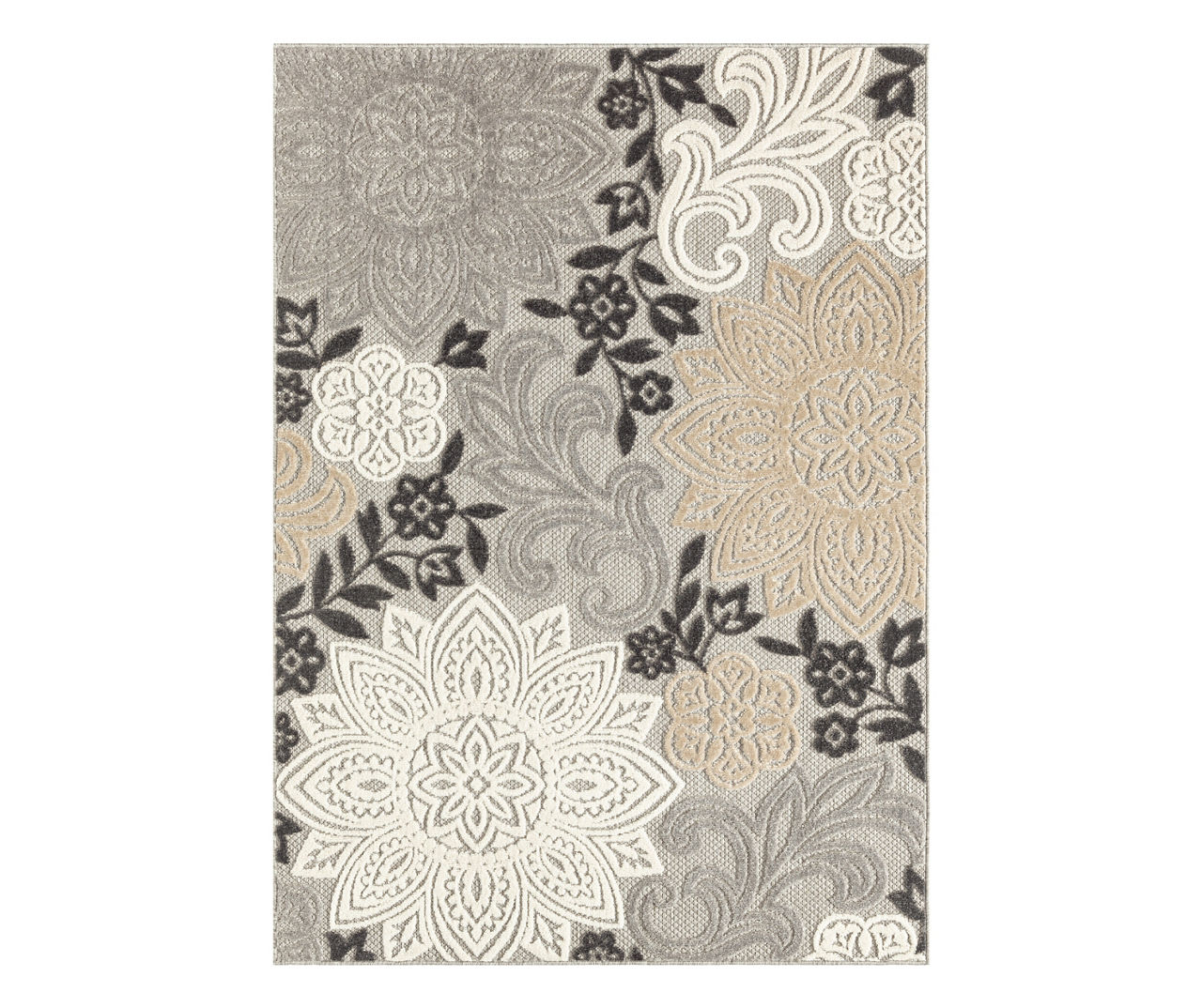 Venture Gray & White Medallion Outdoor Area Rug, (8' x 10') | Big Lots
