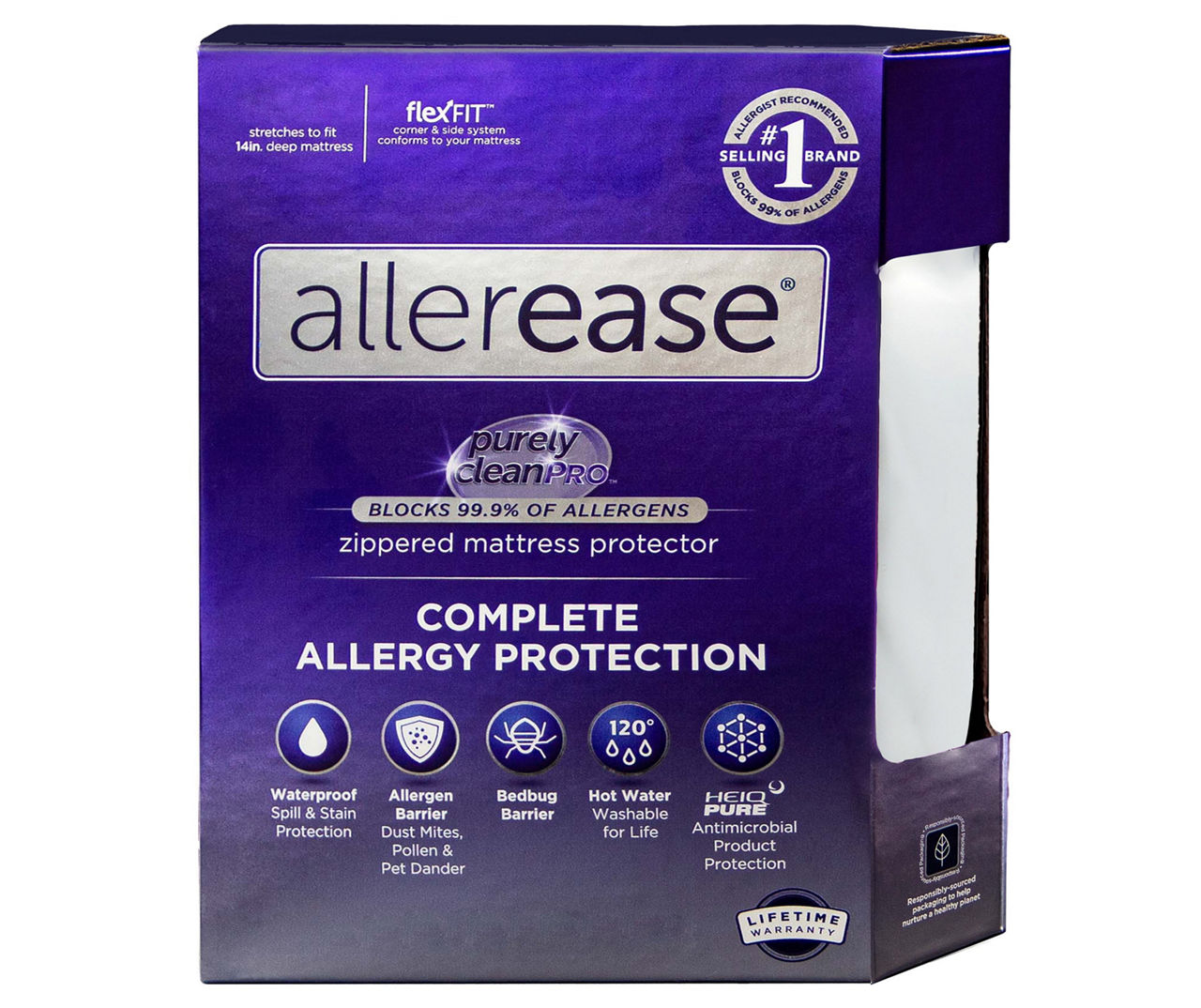 Allerease Allerease Purely Clean Pro Zippered Mattress Protector | Big Lots