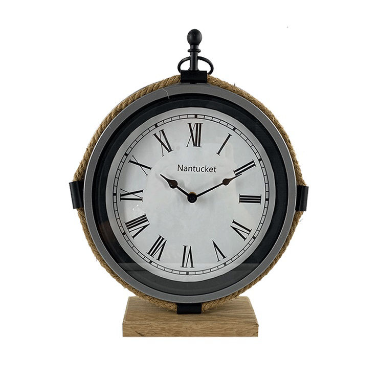 Nantucket Black & Brown Rope-Wrapped Table Clock | Big Lots