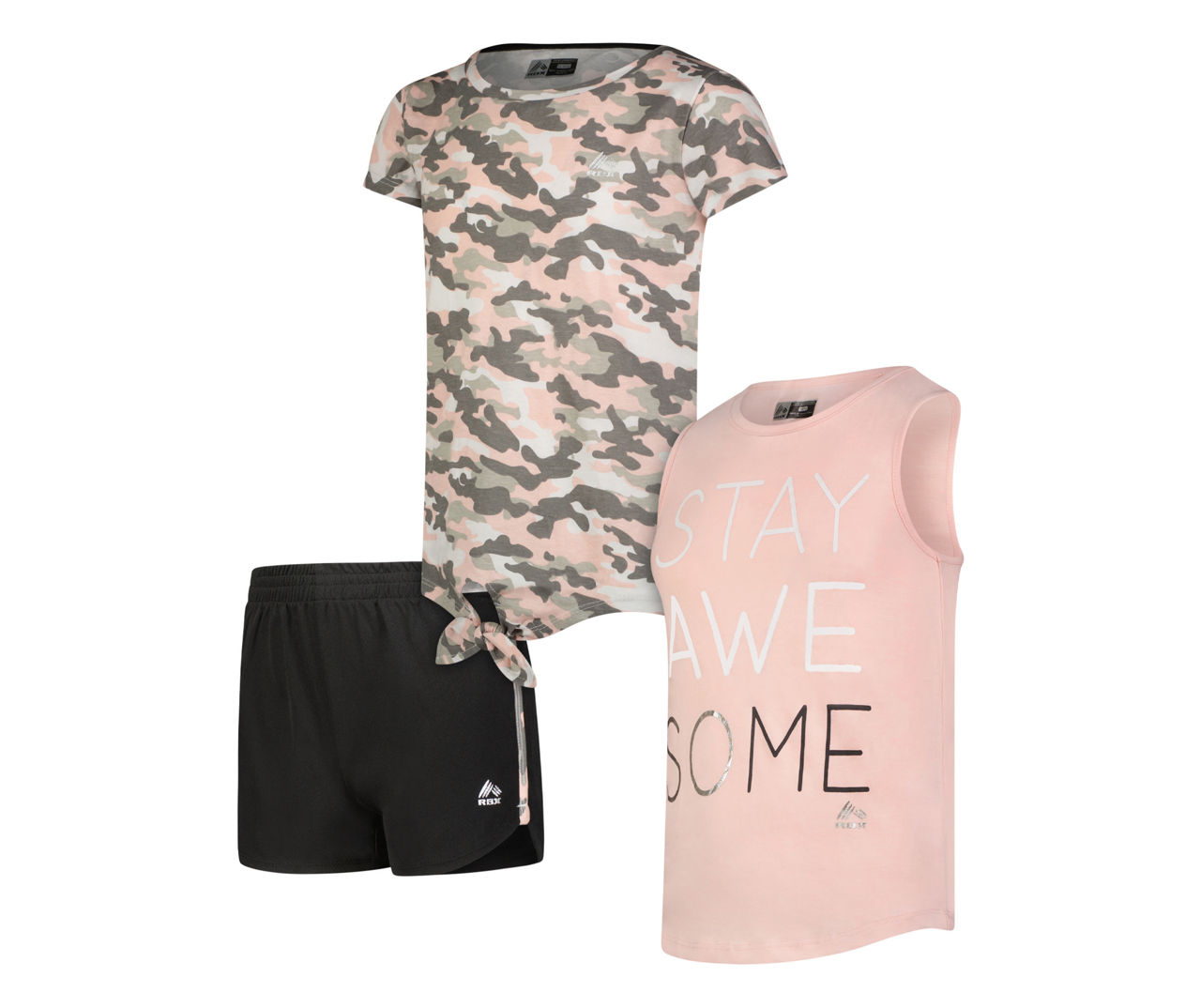 RBX Kids' Size 7/8 Pink & Gray Camo 3-Piece Outfit Set | Big Lots
