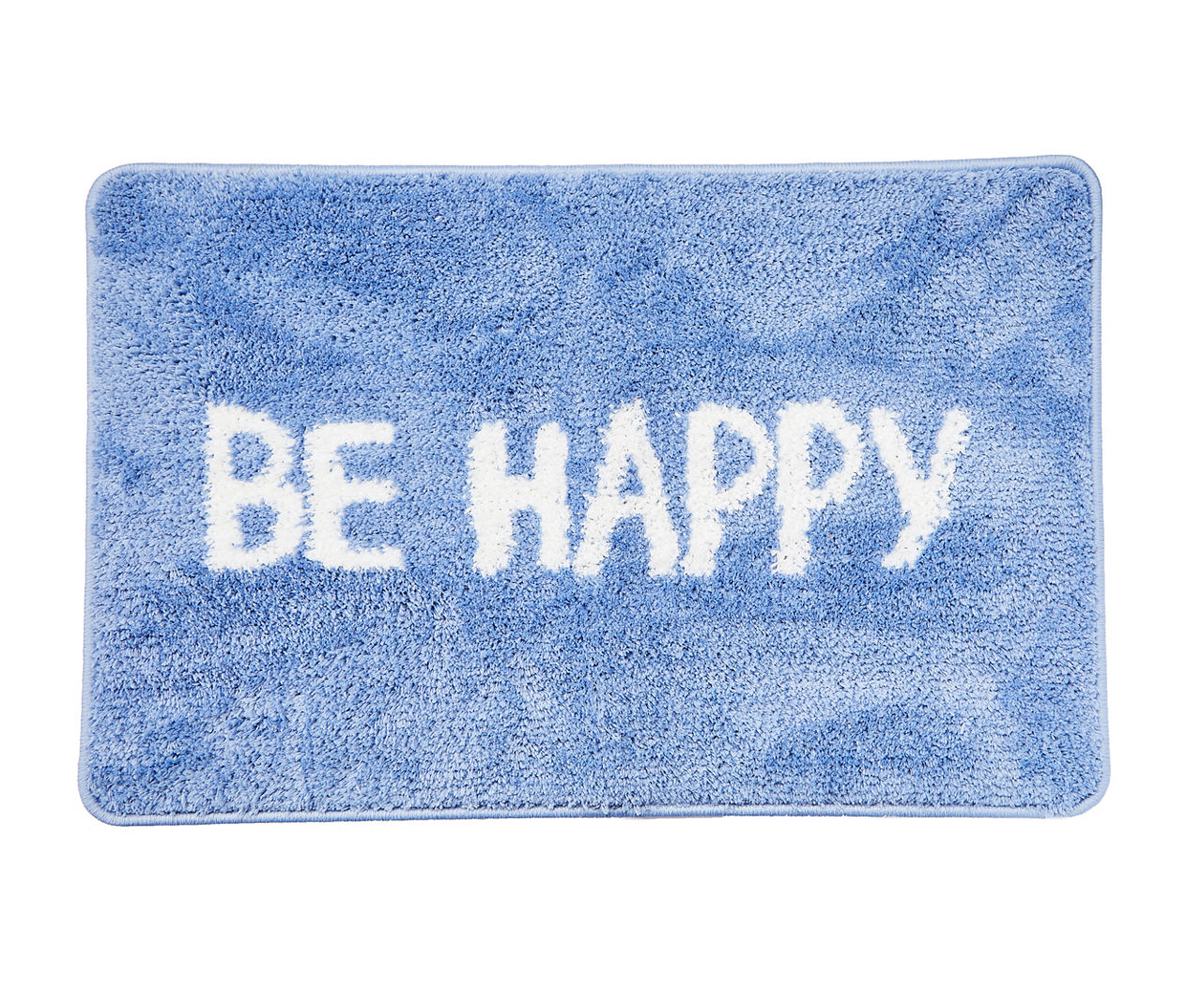 Real Living "Be Happy" Blue & White Bath Rug | Big Lots