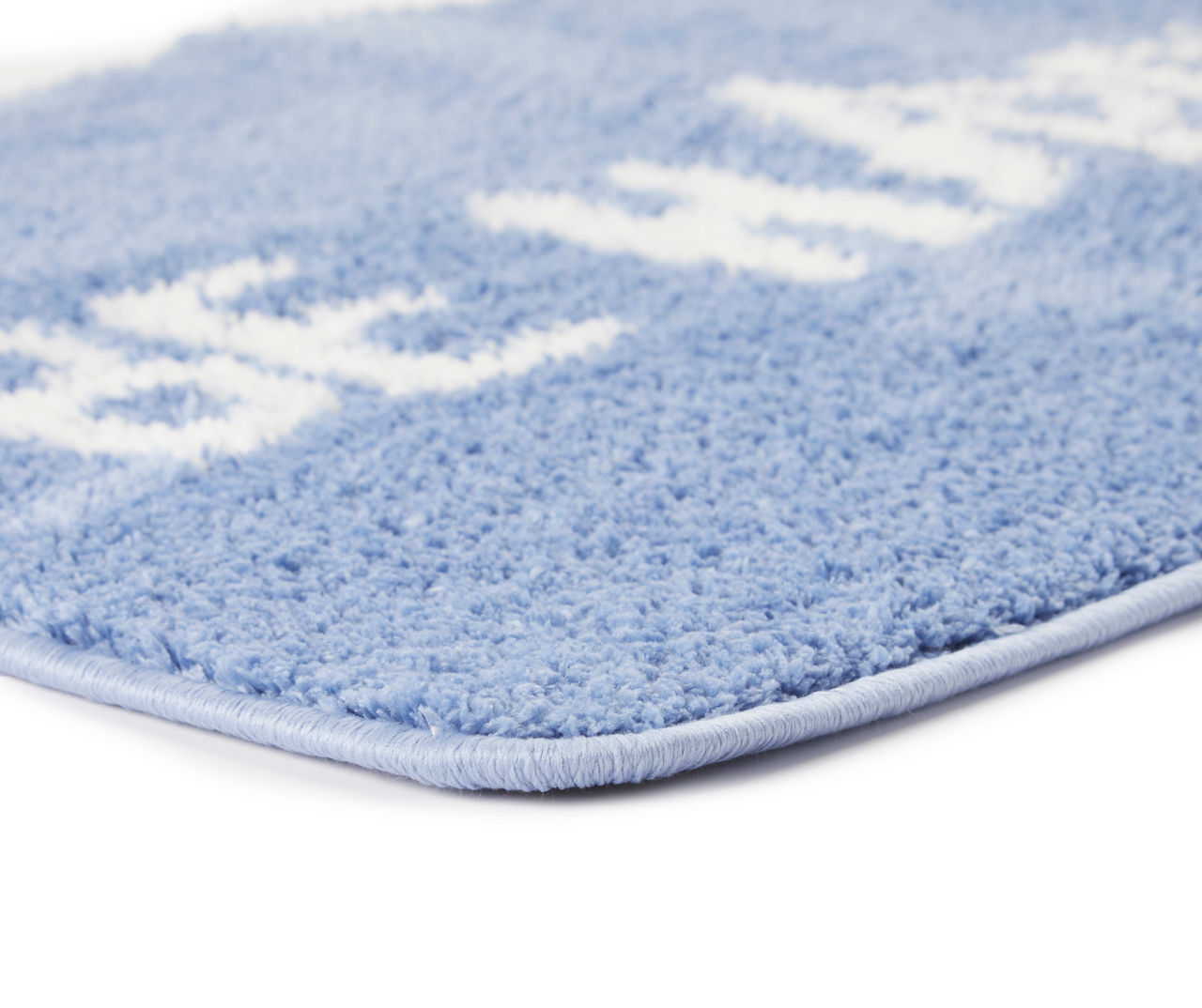 Real Living "Be Happy" Blue & White Bath Rug | Big Lots
