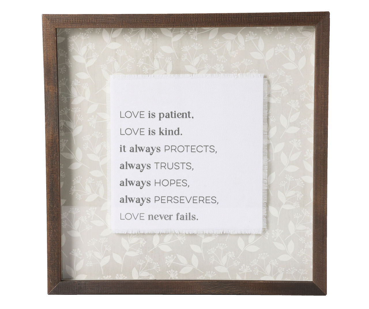 Broyhill "Love Is Patient" Beige Floral Pattern Framed Wall Plaque ...