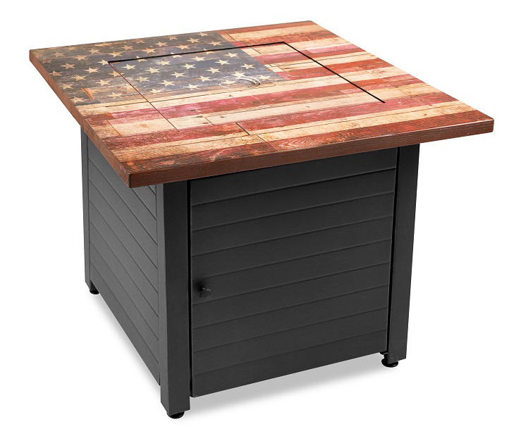Endless Summer 30" Liberty American Flag Square Gas Fire Pit Table ...