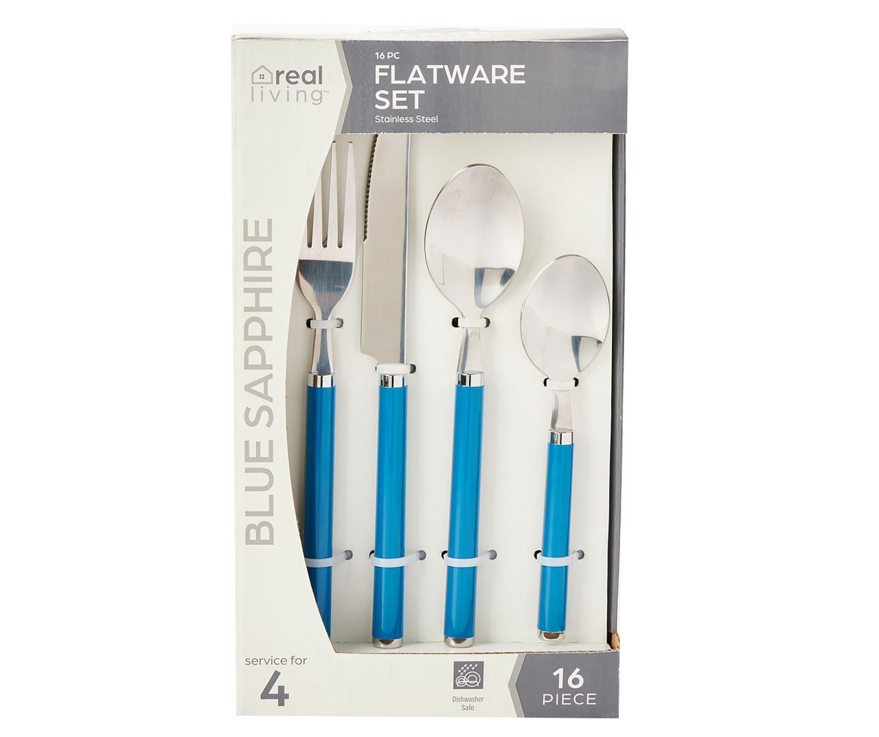 Real Living Teal Handle 16-Piece Flatware Set | Big Lots