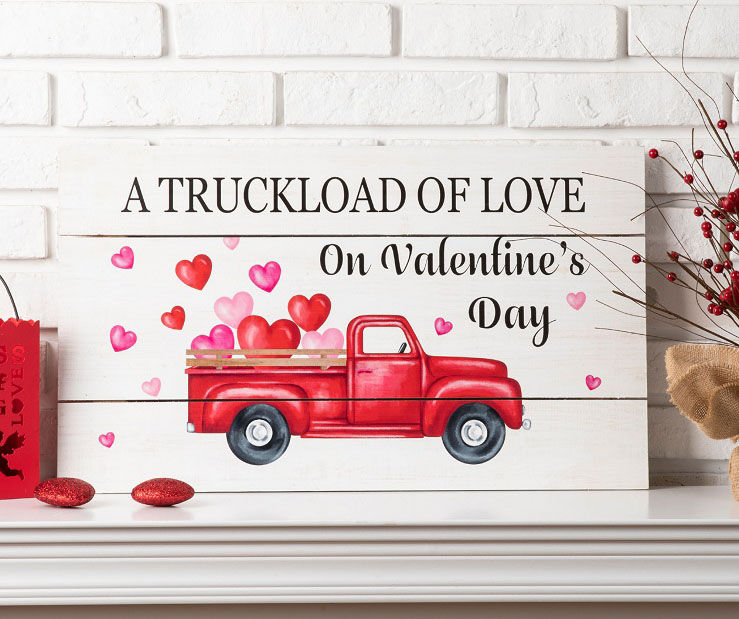Glitzhome "A Truckload Of Love" Truck & Heart Balloons Wall Decor | Big ...