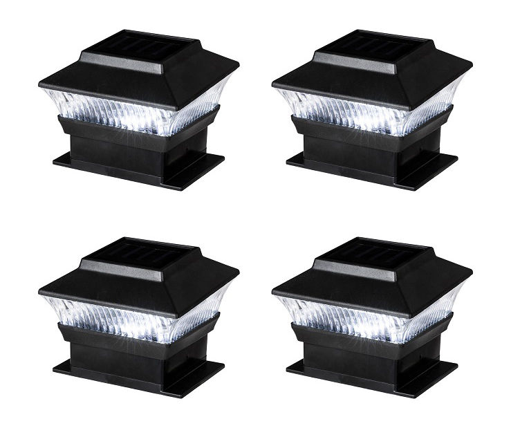Glitzhome Black 4-Piece Fence Post Cap Solar Light Set | Big Lots
