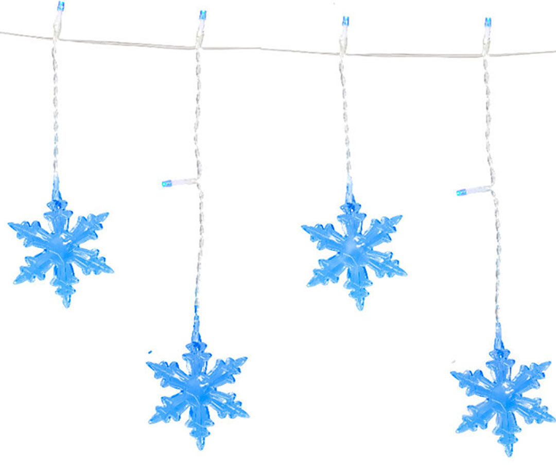Winter Wonder Lane Blue 8-Function LED Snowflake Icicle Light Set, 25 ...