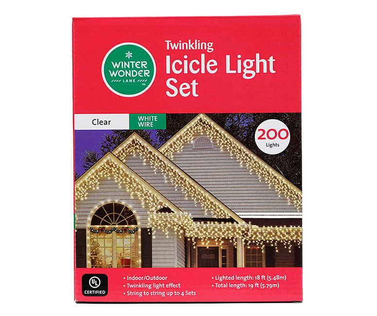Winter Wonder Lane Clear Twinkling Icicle Light Set with White Wire ...