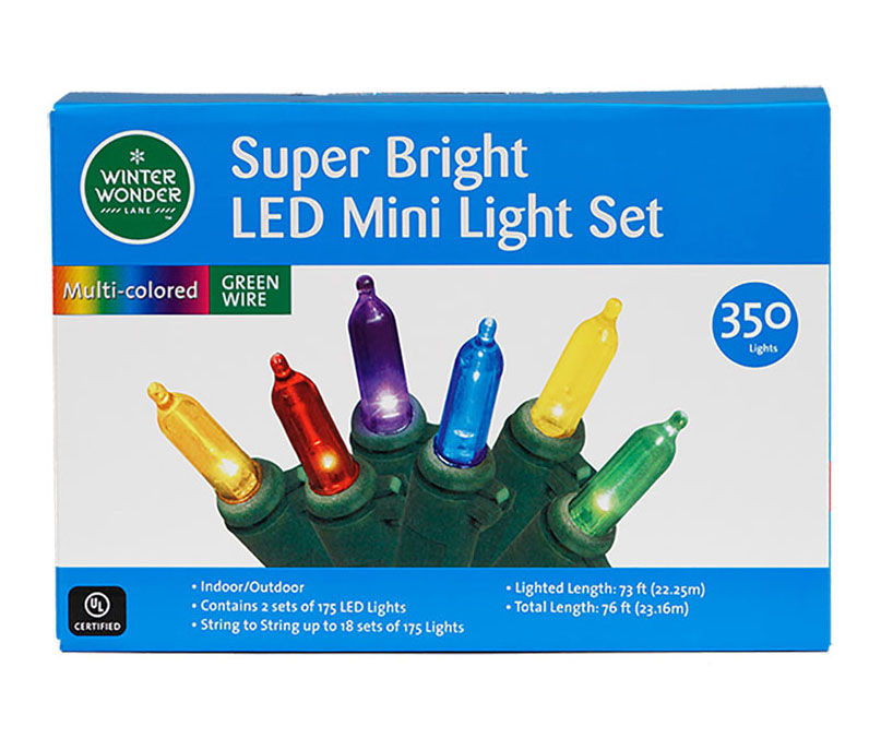 Winter Wonder Lane Multi-Color Super Bright LED Mini Light Set, 350 ...