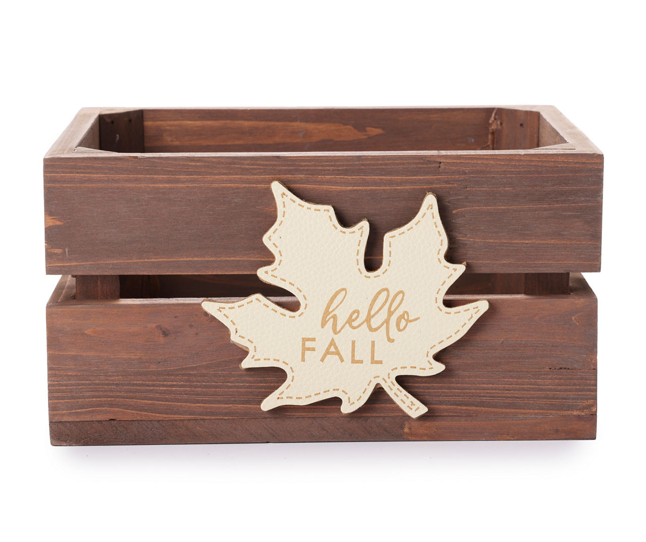 "Hello Fall" Wood & Leather Crate Box | Big Lots