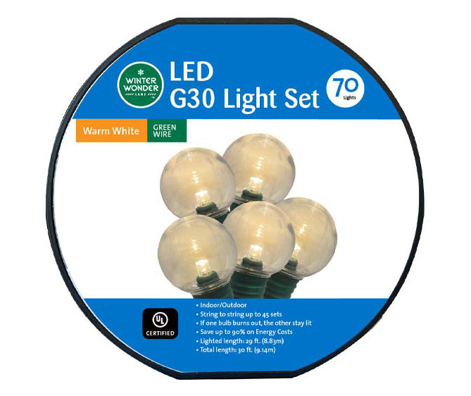 Winter Wonder Lane Warm White G30 LED Light Wheel Set, 70-Lights | Big Lots