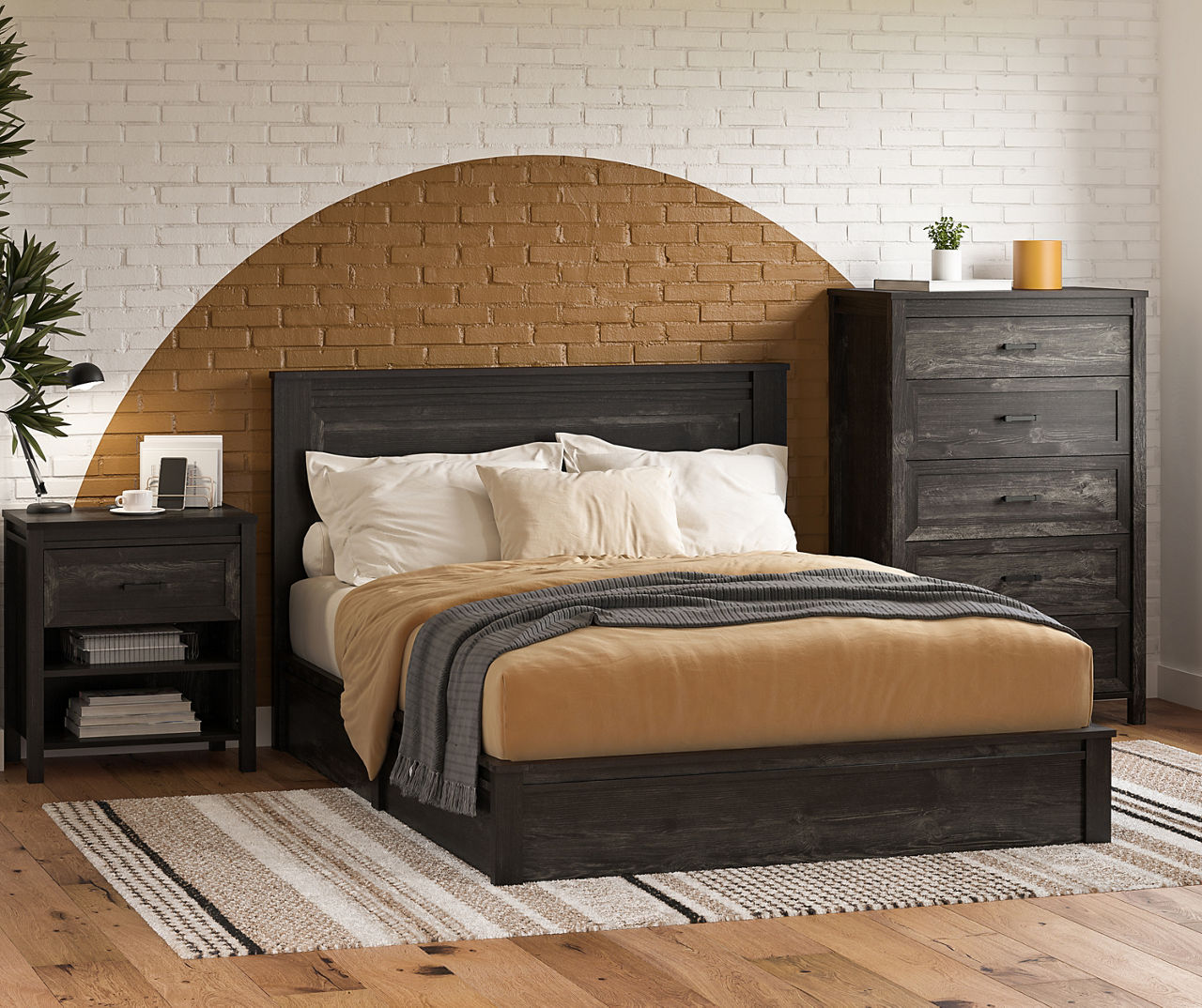 Ameriwood Silverton Black Oak Nightstand with USB Charging | Big Lots