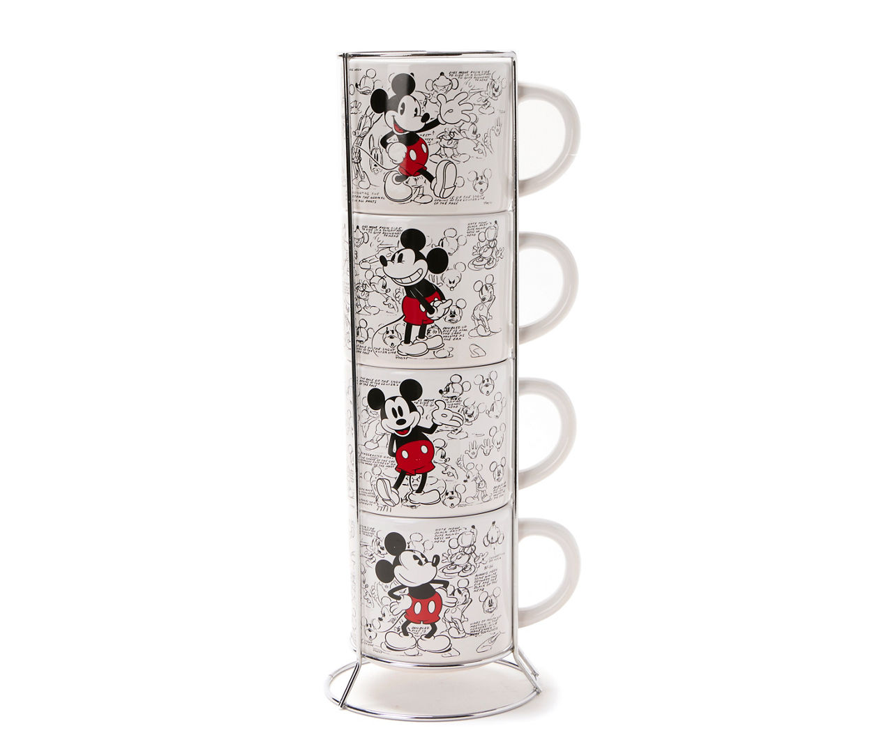 Disney White & Gray Mickey & Minnie Mouse 5-Piece Ceramic Stackable Mug ...