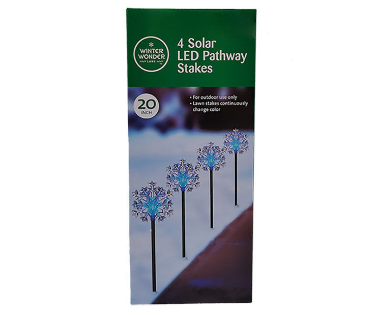 Winter Wonder Lane Color-Changing Snowflake 4-Piece LED Solar Pathway ...
