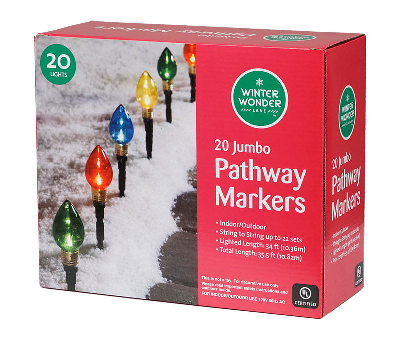 Winter Wonder Lane Multi-Color C7 20-Piece Jumbo Pathway Marker Set ...